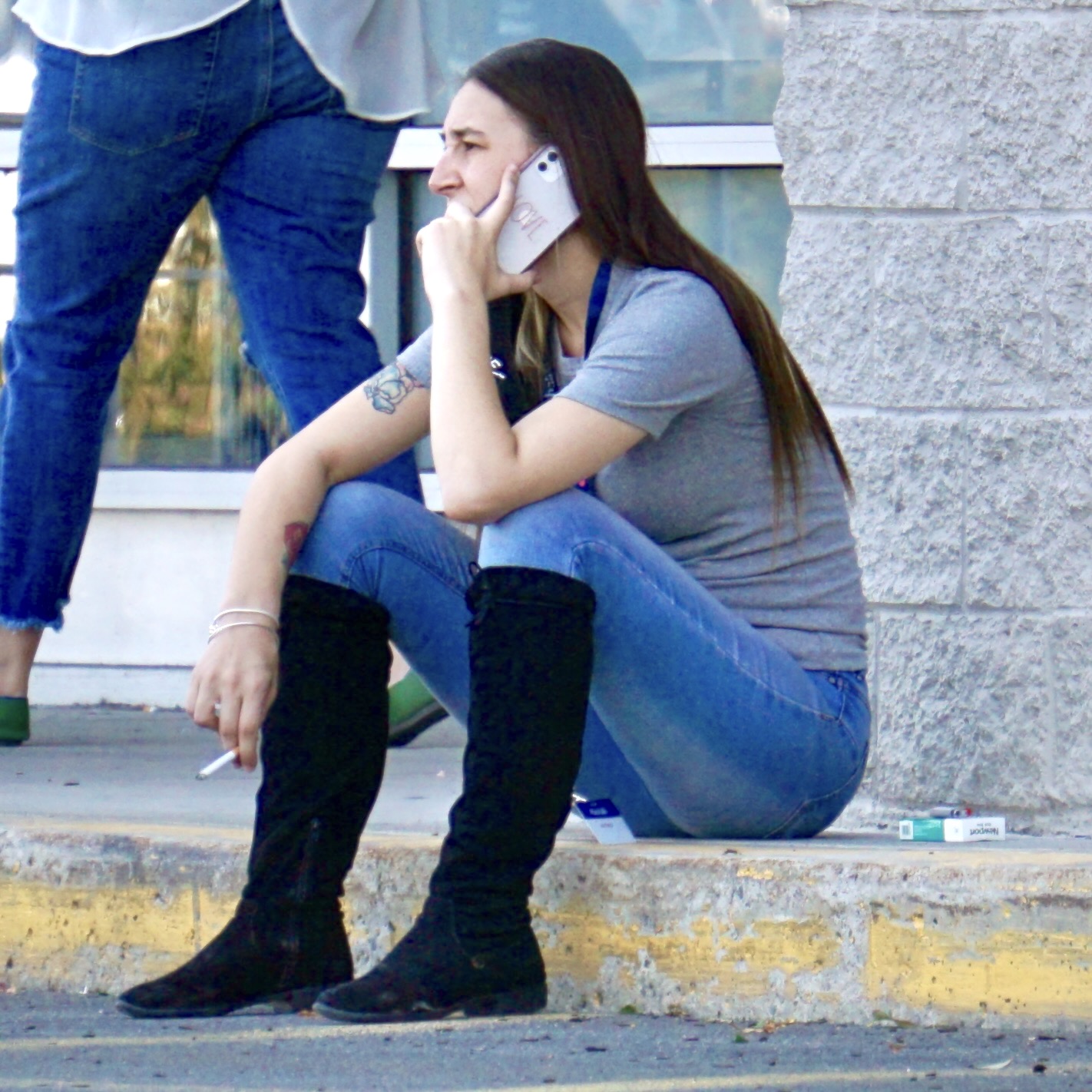 Black hair, jeans, and boots smoker – Smoking Hotties